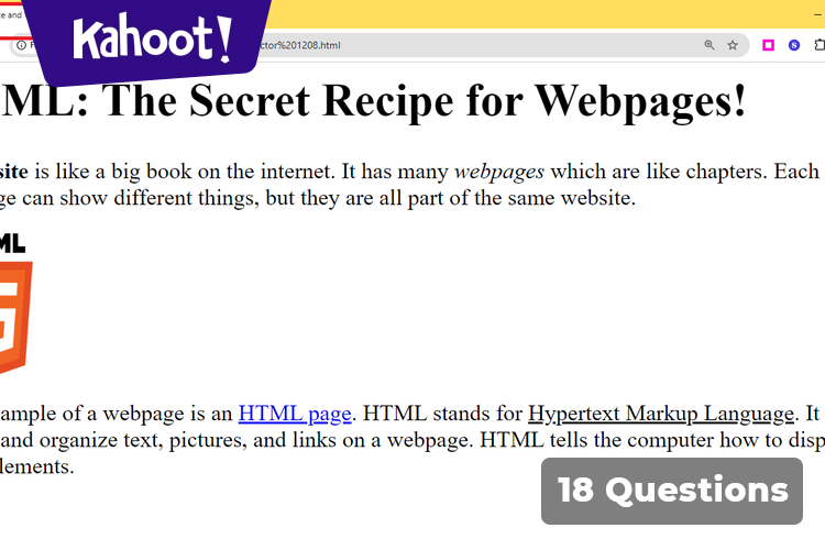 Grade 6 HTML - Kahoot! Quiz