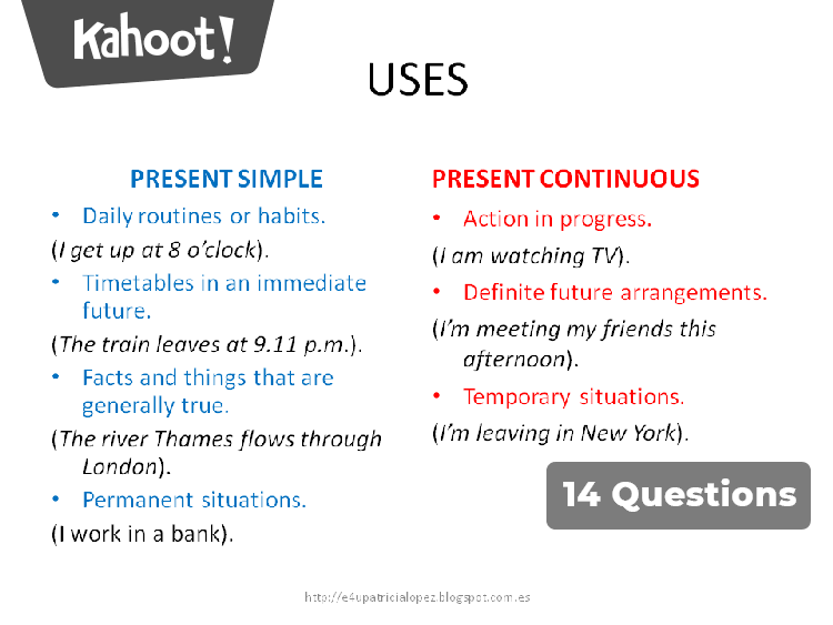 Present Simple Vs Continuous Quiz Kahoot Quiz