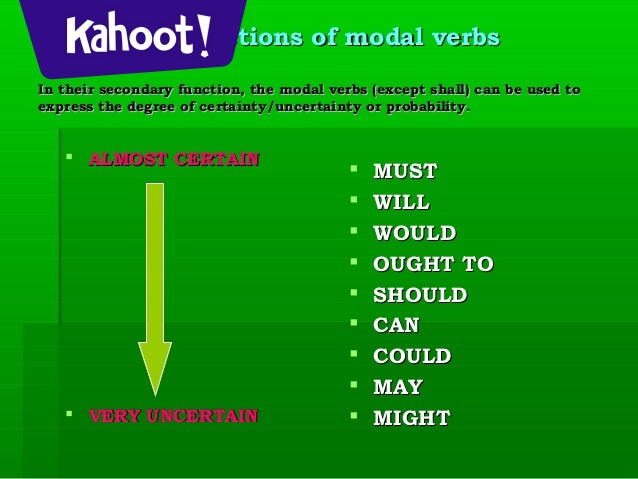 Duplicate of Modals Possibility - Kahoot! Quiz