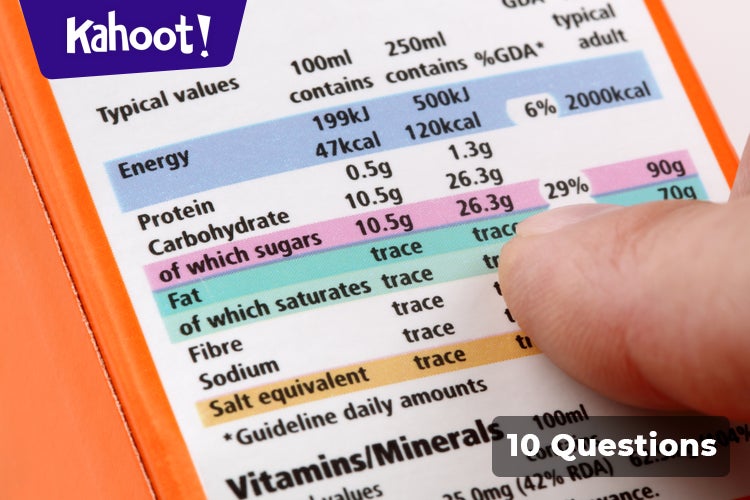 Food Nutrition Facts Label and BMI, BMR and TDEE - Kahoot! Quiz