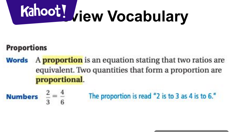 Solve Proportions - Kahoot! Quiz