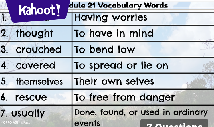 2nd Grade Vocabulary Module 21 Lost and Found - Kahoot! Quiz