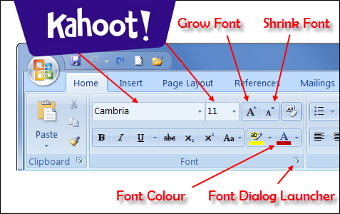 Microsoft Word Home tab- - Kahoot! Quiz