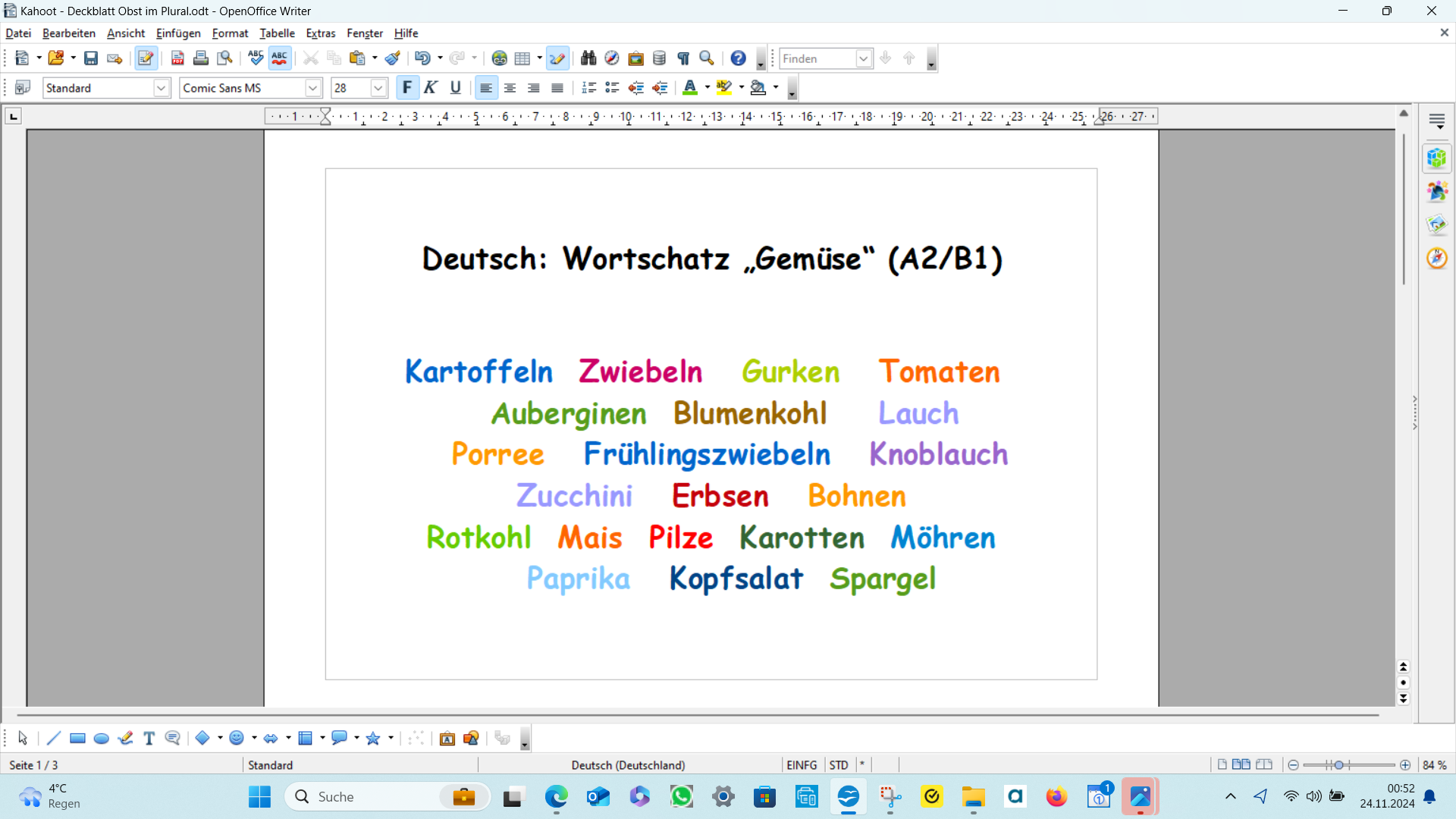 Deutsch (DaF/DaZ): Wortschatz "Gemüse" (A2/B1) - Kahoot! Quiz