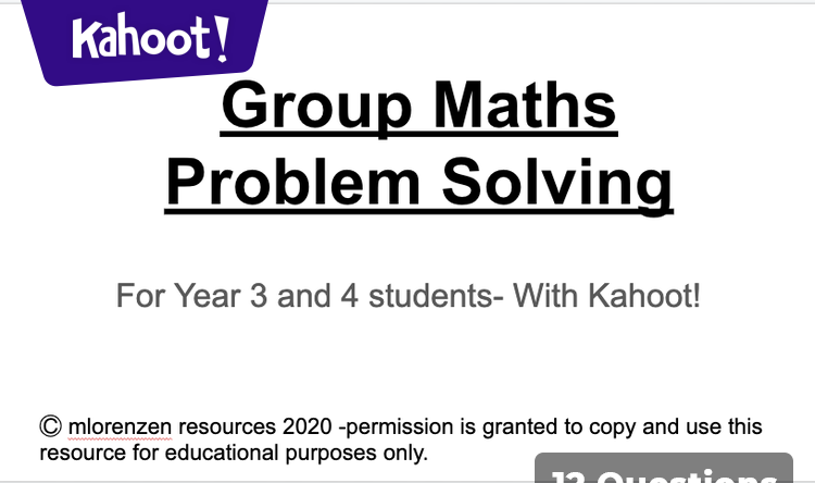 Group Maths Problem Solving Week 9 Term 3 - Kahoot! Quiz