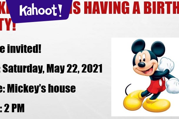 Mickey Mouse Birthday Question Words pt 1 - Kahoot! Quiz