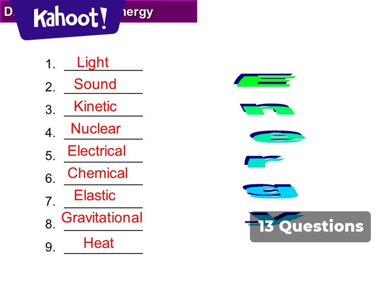 Energy Types Revision - Kahoot! Quiz