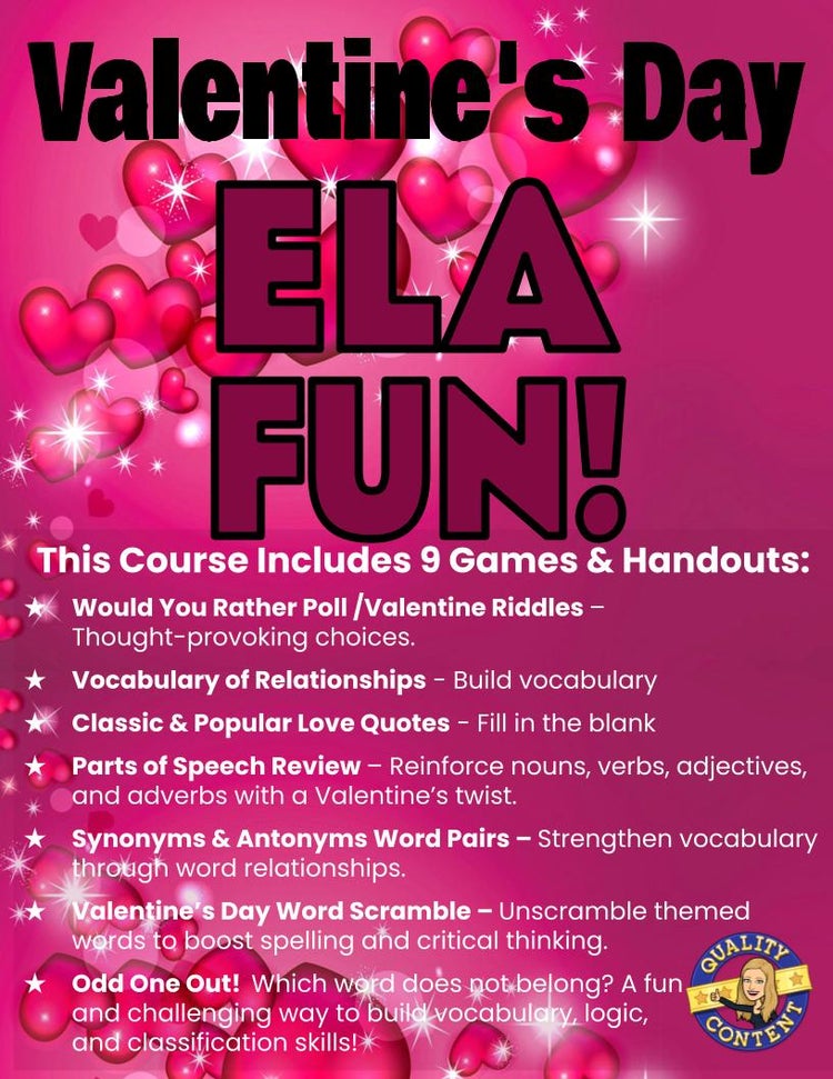 Valentine, Valentine's Day FUN ELA Games - Kahoot! Course