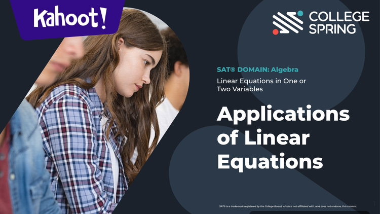 Applications of Linear Equations - Kahoot! Quiz