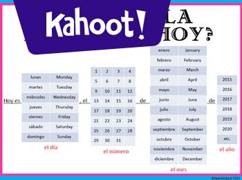 Reed Spanish Dates, Days &Months - Kahoot! Quiz