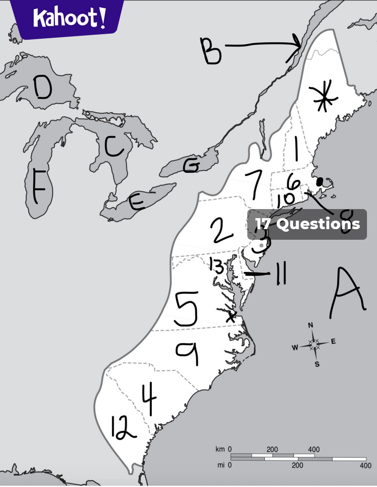 13 Colonies Map Study Guide - Kahoot! Quiz
