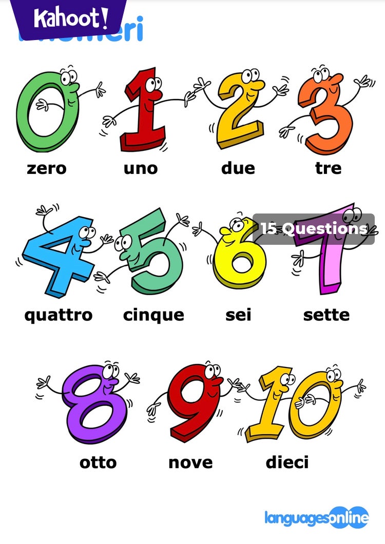 Italian Numbers (Easy) - Kahoot! Quiz