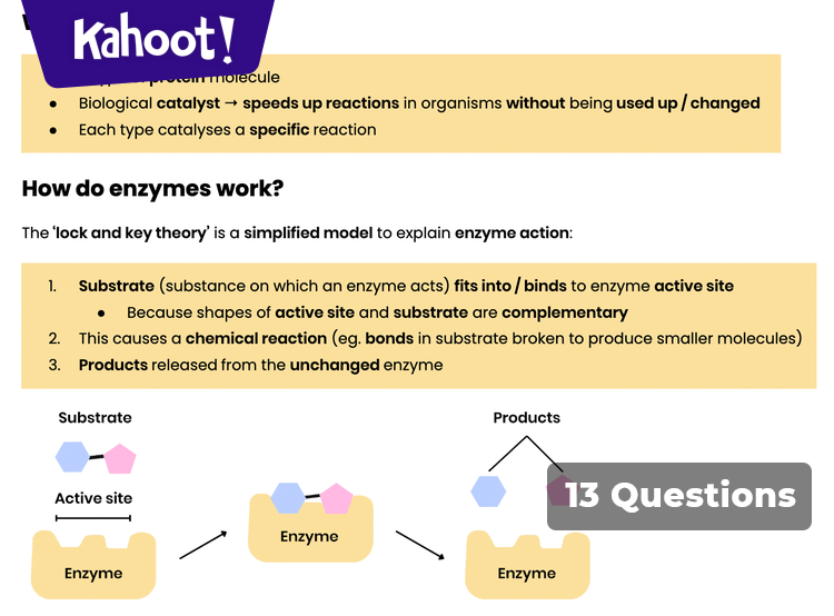 Enzymes part 1, GCSE AQA Biology - Kahoot! Quiz