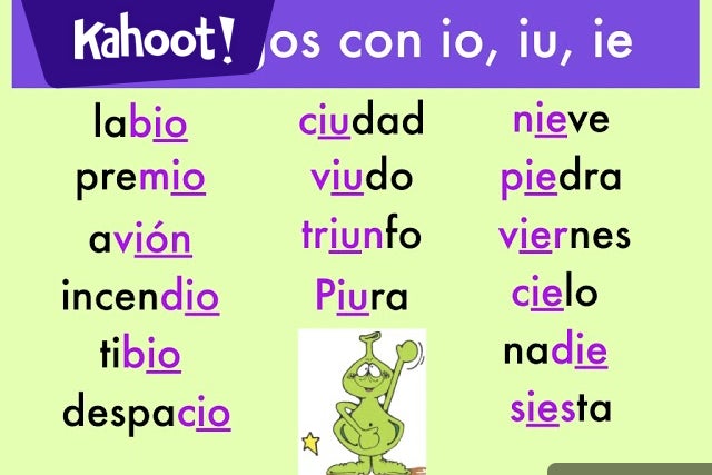 Diptongos ai au ei ie - Kahoot! Quiz