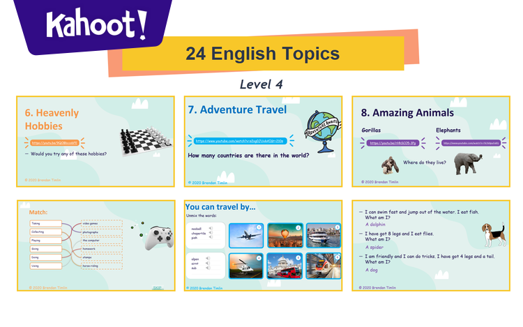Preview of English Topics Slides 4 - Kahoot! Quiz
